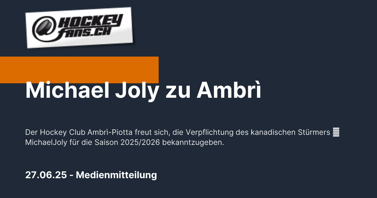 Michael Joly zu Ambrì — hockeyfans.ch
