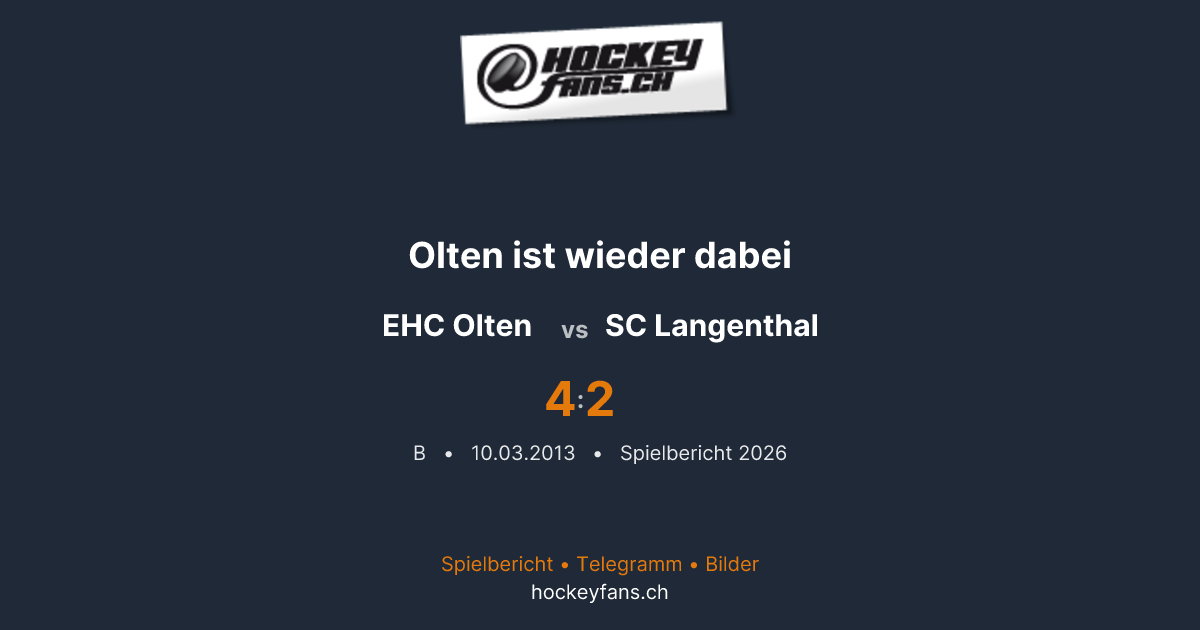 Olten ist wieder dabei — hockeyfans.ch